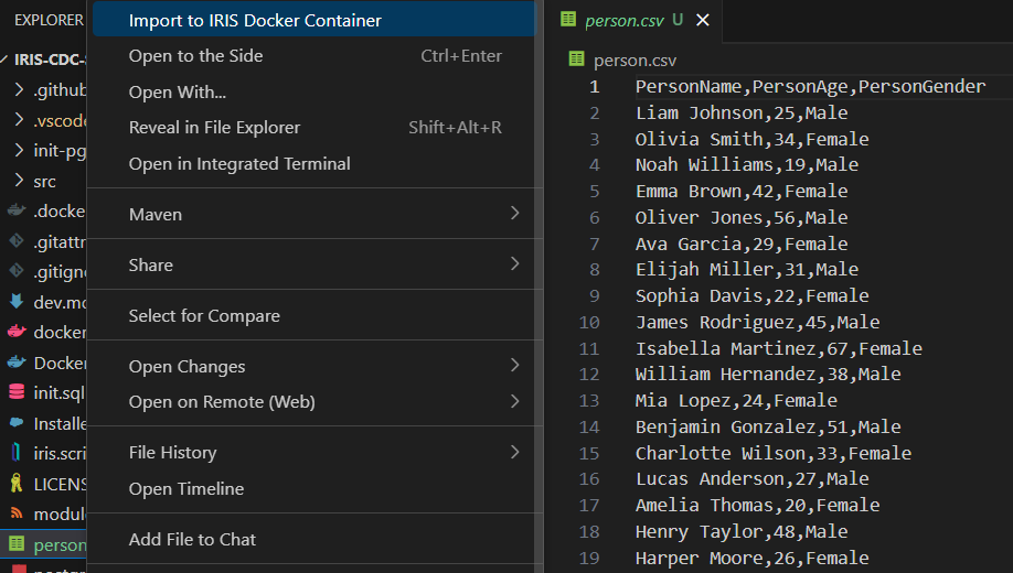 Use o IRIS Load Data no VSCode | InterSystems Developer Community | CSV
