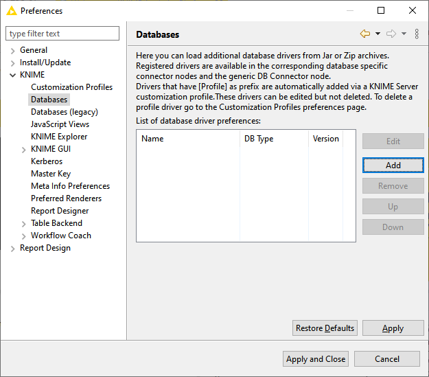 Uso Do Knime Com O Iris Intersystems Developer Community Jdbc